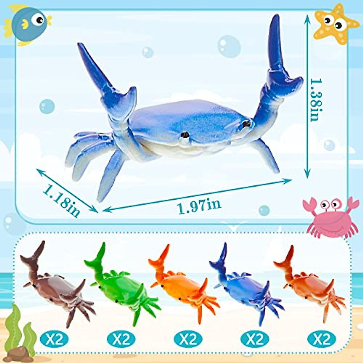 Jecery 10 Pieces Crab Pen Holder Japanese Crabs Stand Creative Cute Storage Rack for Single Pencil Office Desk Display Decorations Stationery Gift, red, blue, green, purple, orange