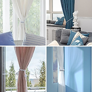 YUNTUOO 18 Inch Strong Magnetic Curtain Tiebacks, Curtain Holdbacks Modern Upgrade Strong 2021 New Twisted Style Decorative Drapery Rope ​Tie Backs(2 Pack Silver Grey)