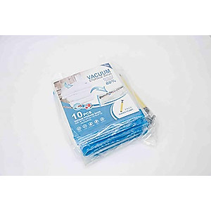 Olmecs 10-pack Vacuum Space Saver Storage Bags with Vacuum Travel Hand Pump Space Saver for Clothes Blankets Duvets Pillows Comforters