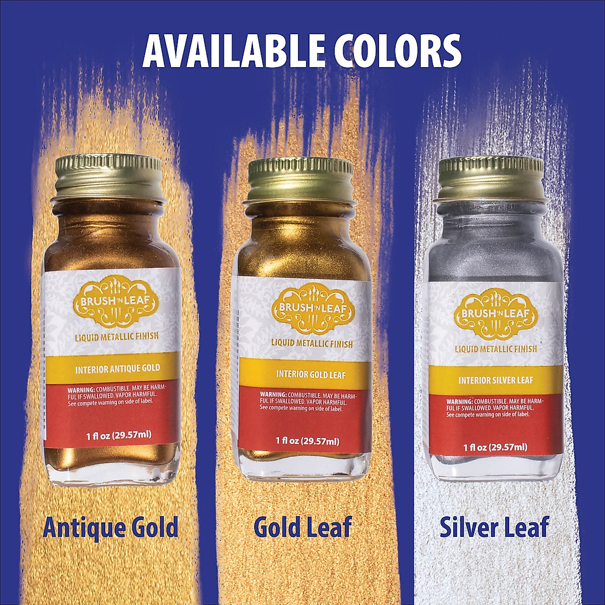 AMACO Brush ‘n Leaf - Antique Gold Leaf 1oz Bottle - Liquid Gold Leaf Paint for Metal Wood Ceramic and More - Interior Liquid Leaf Paint for Objects and Furniture