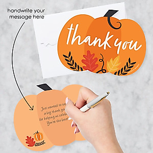 Big Dot of Happiness Fall Pumpkin - Thanksgiving Thank You Cards - Halloween Thank You Cards - Pumpkin Cutouts Cards - Pumpkin Thank You Cards- Thank You Cards with Envelopes - Set of 12