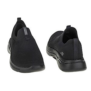 Skechers Women's GO Walk Arch FIT-Iconic Sneaker, Black/Black, 8