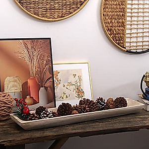 Uziass Wood Dough Bowl, 27.75” Hand Carved Wooden Dough Bowls for Decor Rustic Decorative Wood Dough Bowl Long Wood Dough Bowl for Dining Table Centerpiece Living Room Countertop Home Kitchen Decor