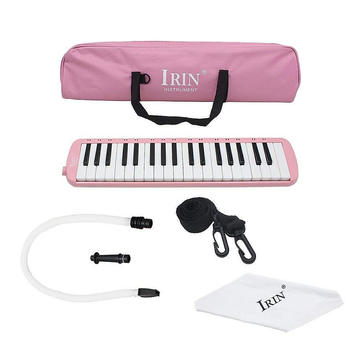 32 Key Melodica Instrument with Mouthpiece Air Piano Keyboard (Pink)