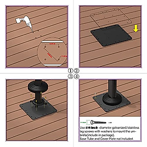 PURPLE LEAF Offset Patio Umbrella Steel Plate Base, 15.75"(L) X 15.75"(W) X 0.39''(THK)