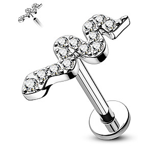 COCHARM 16g Flat Back Cartilage Earrings Stud Push in G23 Titanium Snake Helix Earrings Press Fit Cartilage Piercing Jewelry 8mm Threadless Cartilage Stud