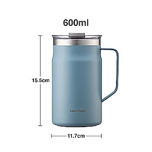 LocknLock Metro Mug Premium 18/8 Stainless Steel Double Wall Insulated with Handle Perfect for table with Lid, Yellow, 20 oz