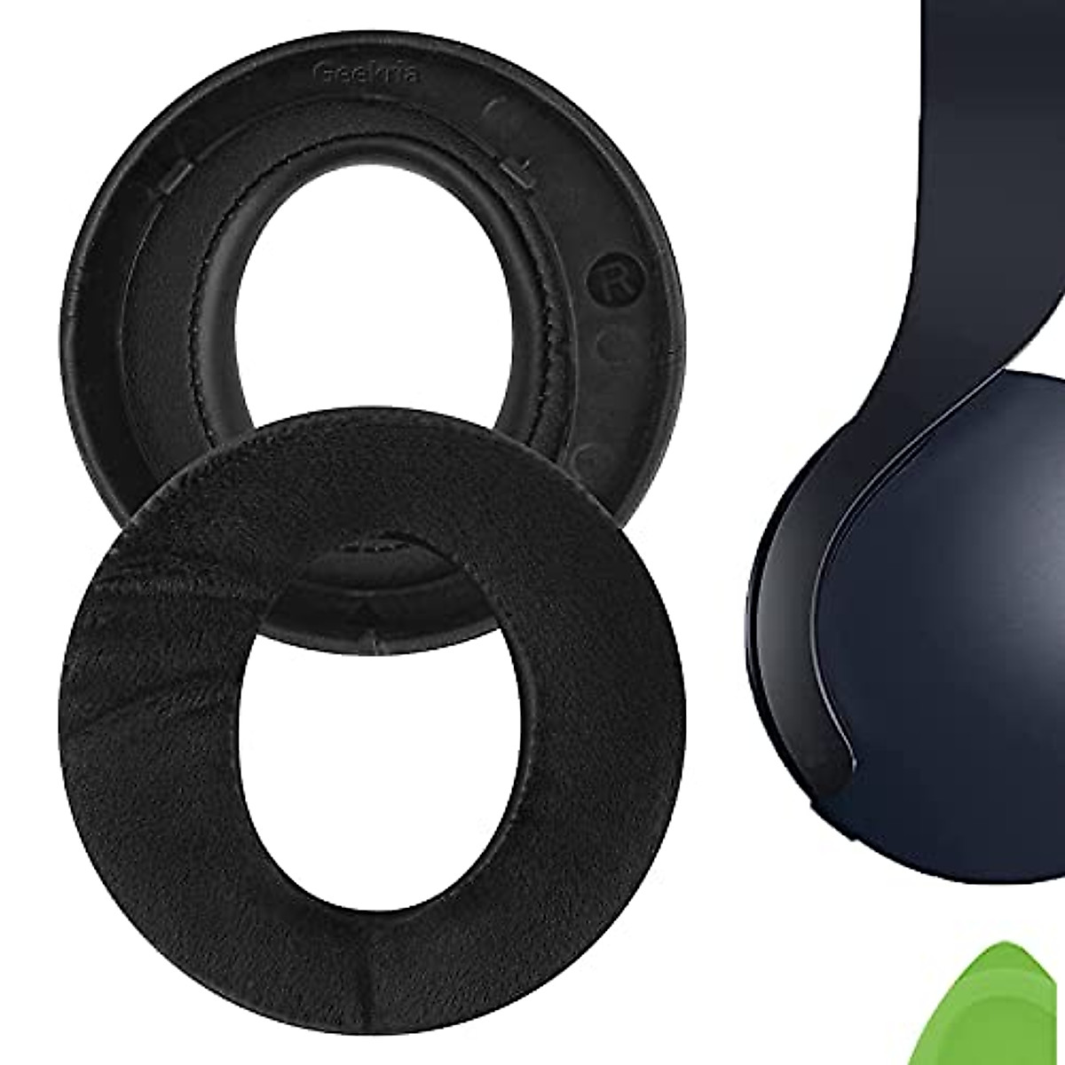 Geekria Comfort Hybrid Velour Replacement Ear Pads for Sony Playstation 5 Pulse 3D PS5 Wireless Headphones Earpads, Headset Ear Cushion Repair Parts (Black)