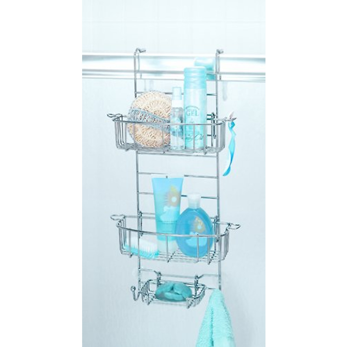 Zenna Home, Stainless Steel Rust-Resistant Over-The-Shower Caddy, 2-Shelf, Over the Door
