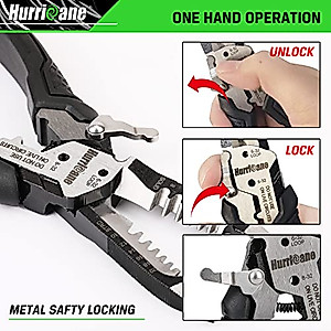 HURRICANE 6-in-1 Wire Stripper Tool, Wire Strippers, Wire Cutter Stripping Tool for Electric Cable Stripping Cutting and Crimping (8-18 AWG Solid, 10-20 AWG Stranded)