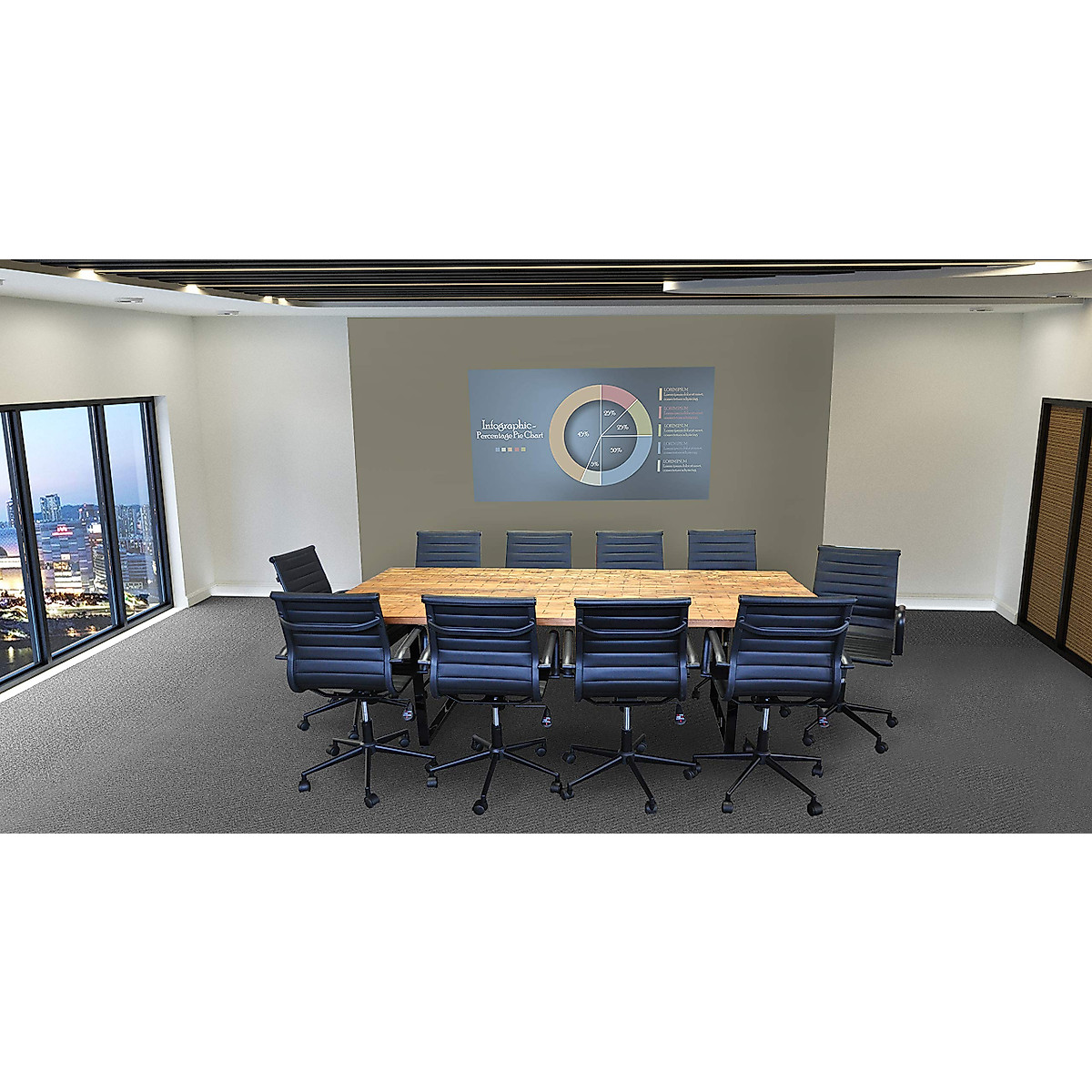 SOLIS LIGNA II 11-Piece Conference Set 1 Table, 10 Chairs, Brown, Black