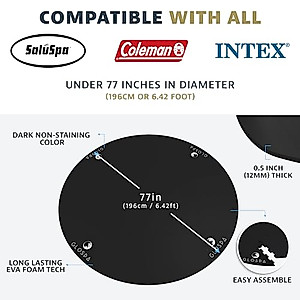 GloSpa Hot Tub Mat for Inflatable Tub, 77'' Hot Tub Pad Foundation, 0.5in Thickened Eva Foam Padding Inflatable Outdoor Pool & Hot Tub Base Mats for Under Floor Protection & Heat Insulation