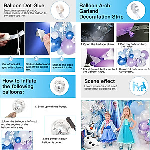 Frozen Birthday Decorations, Frozen Birthday Party Supplies Balloons Party Decoration, Princess Happy Birthday Decoration with Snowflakes Confetti Balloons Frozen Banner Frozen Foil Balloons for Girl