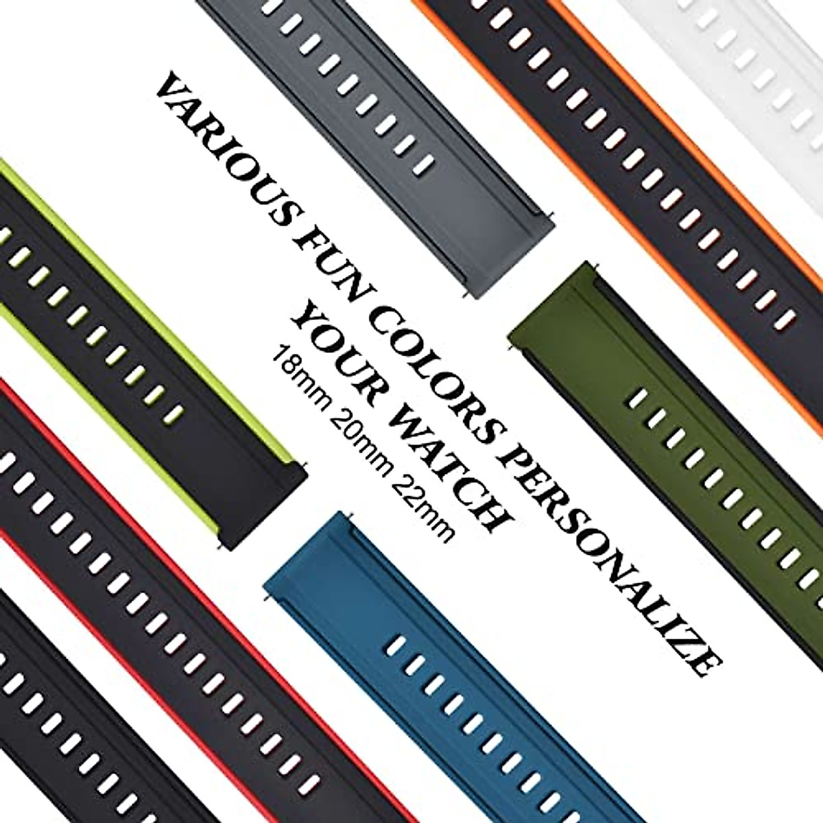 ANNEFIT Men's Silicone Watch Bands 20mm, Quick Release Soft Rubber Replacement Strap with Black Buckle (Blue)