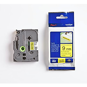 Brother Tape, Retail Packaging, 3/8 Inch, Black on Yellow (TZeS621) - Retail Packaging