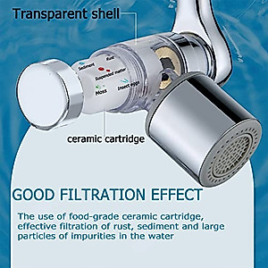 XAYKEN Faucet Extender Universal 1080 Swivel Robotic Arm Swivel Extension Faucet Filter 1080 Degree Rotatable Faucet Aerator with Filter Cartridge Faucet Extender for Bathroom Sink and Kitchen Silver