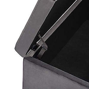 Homy Casa 30'' Storage Ottoman Tufted Velvet Ottoman Bench Upholstered Ottoman with Storage/Lid/Hinge, Modern Foot Rest Stool for Living Room Bedroom Entryway, Grey