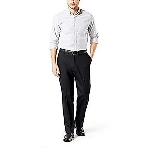 Dockers Men's Classic Fit Signature Khaki Lux Cotton Stretch Pants (Regular and Big & Tall), Black, 34W x 32L