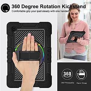 UPIKIT Tablet PC Case Shockproof Durable Protective Cover Durable 360 Degree Rotating Bracket Case Compatible with Samsung Galaxy Tab A8 10.5-Inch 2021 (SM-X200/X205/X207) Tablet Home (Color : Black)