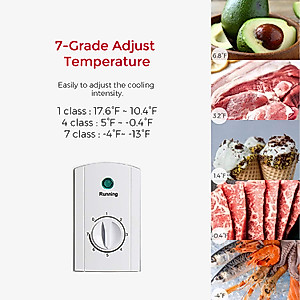 KEG 7.0 cu ft Top Chest Freezer with Adjustable Thermostat and Removable Storage Basket, Freezing Machine for Home and Kitchen