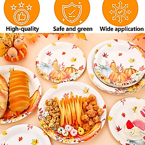 48 Pcs Thanksgiving Fall Paper Plates Party Supplies, Watercolor Pumpkins Maple Leaves Disposable Plates (9'' + 7'') for Fall Party Autumn Harvest Holiday Thank You Dinnerware Decorations Favors