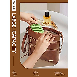 Vangue Crossbody Bags for Women, Medium Size Zipper Pocket with Adjustable Strap Crossbody Purse (Brown)