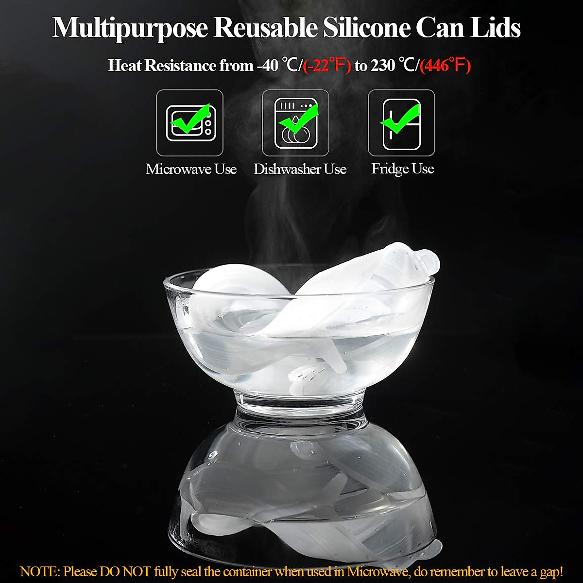 Adpartner Silicone Can Lids (10 Pack, All 2.6'' Diameter), Reusable Silicone Stretch Lids for Pet Food Cans, BPA-free Silicone Seal Can Covers for Yogurt Jars Soda Regular Mason Jars Canned Pet Foods