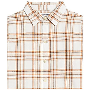 Amazon Essentials Women's Classic-Fit Long-Sleeve Lightweight Plaid Flannel Shirt, Black White Large Plaid, Medium