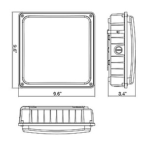 LEDwholesalers 45W LED Dimmable Outdoor Canopy Ceiling Light Fixture ETL-Listed, 100-240/277VAC, Daylight 5000K, 3921WH-R2