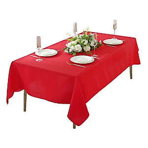 Craft And Party Rectangle Tablecloth, 60 x 102 Inch Red Tablecloth, 6ft Rectangle Table Cloth, Polyester Fabric Washable Tablecloth for Home, Party, Wedding or Restaurant Use.