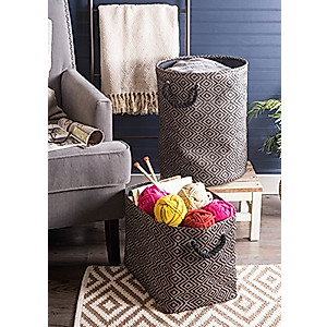 DII Woven Paper Storage Bin, Diamond Basketweave, Stone/Black, Large