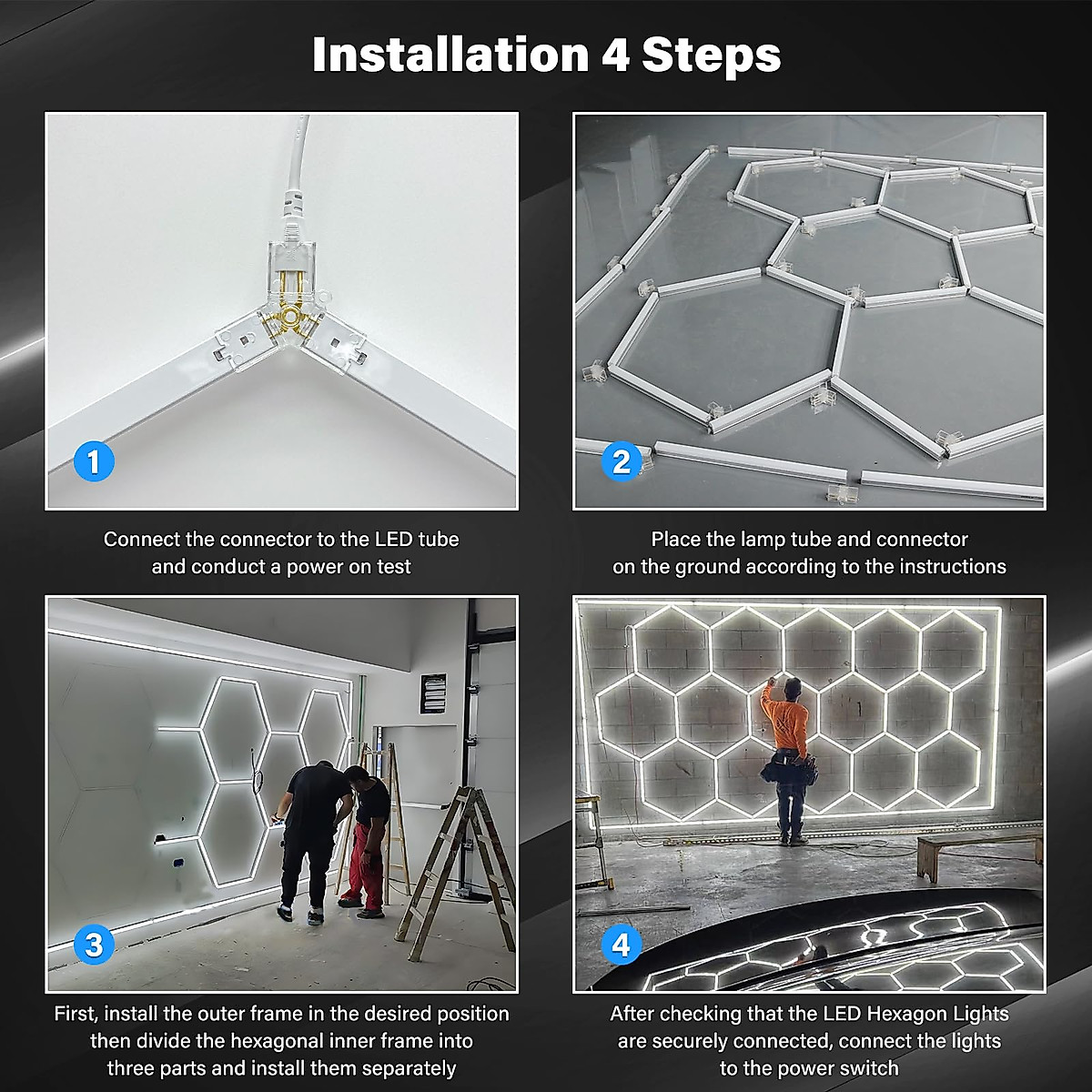 LED Hexagon Lights - LED Hexagon Garage Lights, 548W 65760 Lumen, Hexagon Ceiling Lighting, Cool White Light 6500K, for Garage Gym Barber Shop