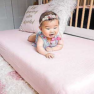 Newton Baby Organic Fitted Crib Sheets (2-Pack) - 100% Breathable and Ultra-Soft, 100% Organic Muslin Cotton, Sunrise Pink + White, Fits All Standard Cribs