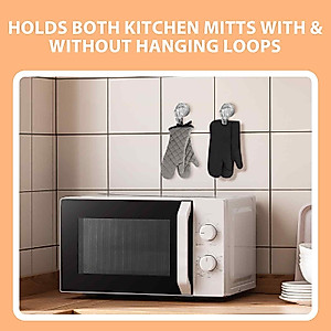 NHO Ovent Mitt Hanger - Twist Lock Suction Clips for Kitchen Stove Gloves - Hooks for Door - Towels Holder for Bathroom - Hanging Stuff for Cabinet Fridge Refrigerator - Grey