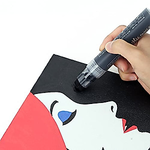ZEYAR Acrylic Paint Marker Pens, 5 Different Point: Extra Jumbo Felt(15mm),Jumbo Felt(10mm), Medium Bullet(2-3mm), Fine(1mm), Extra Fine(0.7mm) (5 Black)