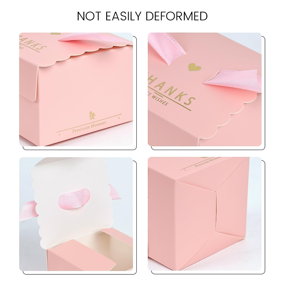 VGOODALL 20PCS 2.6 x 2.6 x 1.8 inches Party Favor Candy Box, Thank You Pink Gift Candy Box with Ribbons for Birthday Party, Bridal Shower, Wedding Decorations, Candy Table Decorations