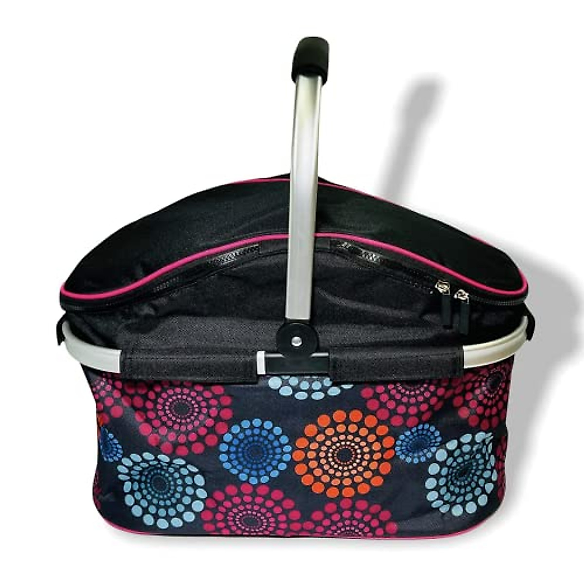 Room for Life - Insulated Market Basket - Bright Lights- Thermal Basket - Cooler - Zippered Tote for Food, Camping, Picnics