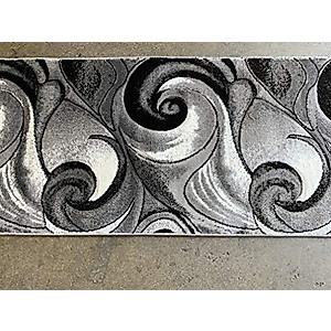 Sculpture Modern Runner Area Rug Turquoise Gray Black & Grey Contemporary Designr 410 (2 Feet X 7 Feet 1 Inch)