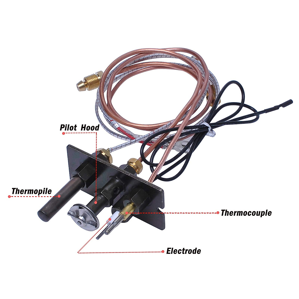 10002264 Propane Natural Gas (NG) SIT Pilot Assembly 3 Way Compatible with HHT, Majestic, Monessen, Temco, Vermont Castings Gas Stoves & Fireplaces