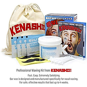 Nose Wax Kit | 100 g Wax, 24 Applicators | The Original and Best Nose and Ear Hair Removal Kit from Kenashii | Nasal Waxing For Men and Women | 12 Applications | 12 Balm Wipes | 12 Mustache Guards