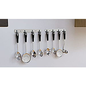 NATIKON Heavy Duty Stainless Steel Rack Hanger Hook for BBQ Grill Utensils and Grill Accessories - Easy to Install for Indoor or Outdoor Use - 2 Pcs