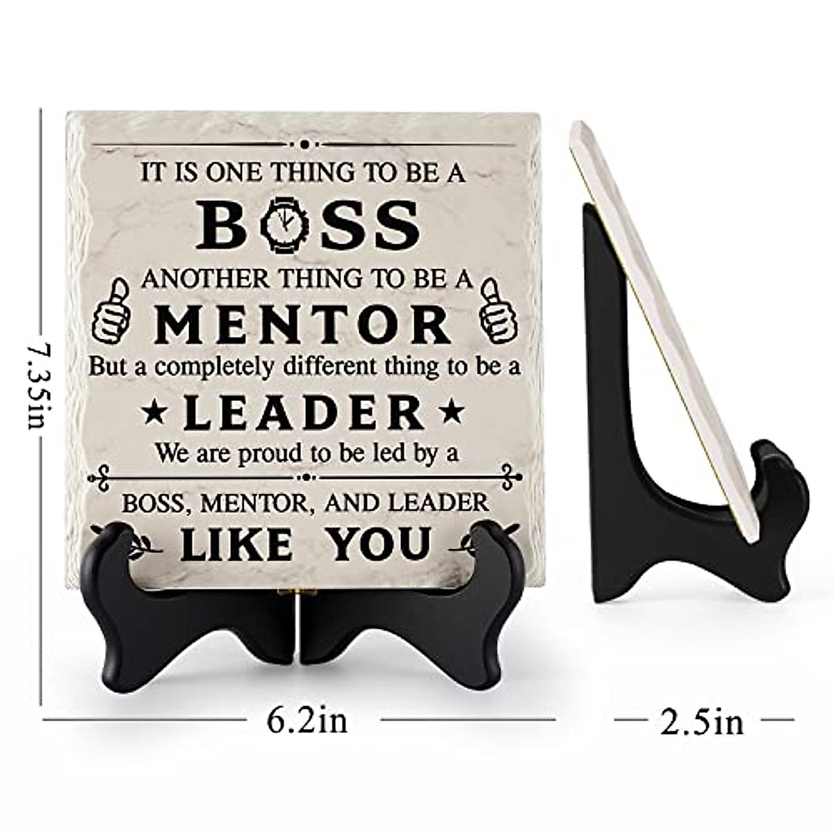 Boss Gifts for Men Women Bosses Day Gifts for Boss Christmas Birthday Gifts for Boss Best Boss Gifts Ideas Boss Leader Mentor Appreciation Gifts Tabletop Decor Ceramic Sign Plaque with Wooden Stand