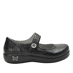 Alegria Kourtney Mary Jane Women's Comfort Shoes Embloom Black Vegan Leather 9 M US