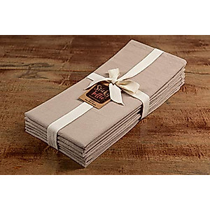 Flour Sack Kitchen Towels 100% Cotton Tan, Set of 6, Crinkle Finish Tea Towels, Low Lint and Absorbent Dish Towels for Kitchen, Oeko-Tex Cotton, 28 in x 29 in