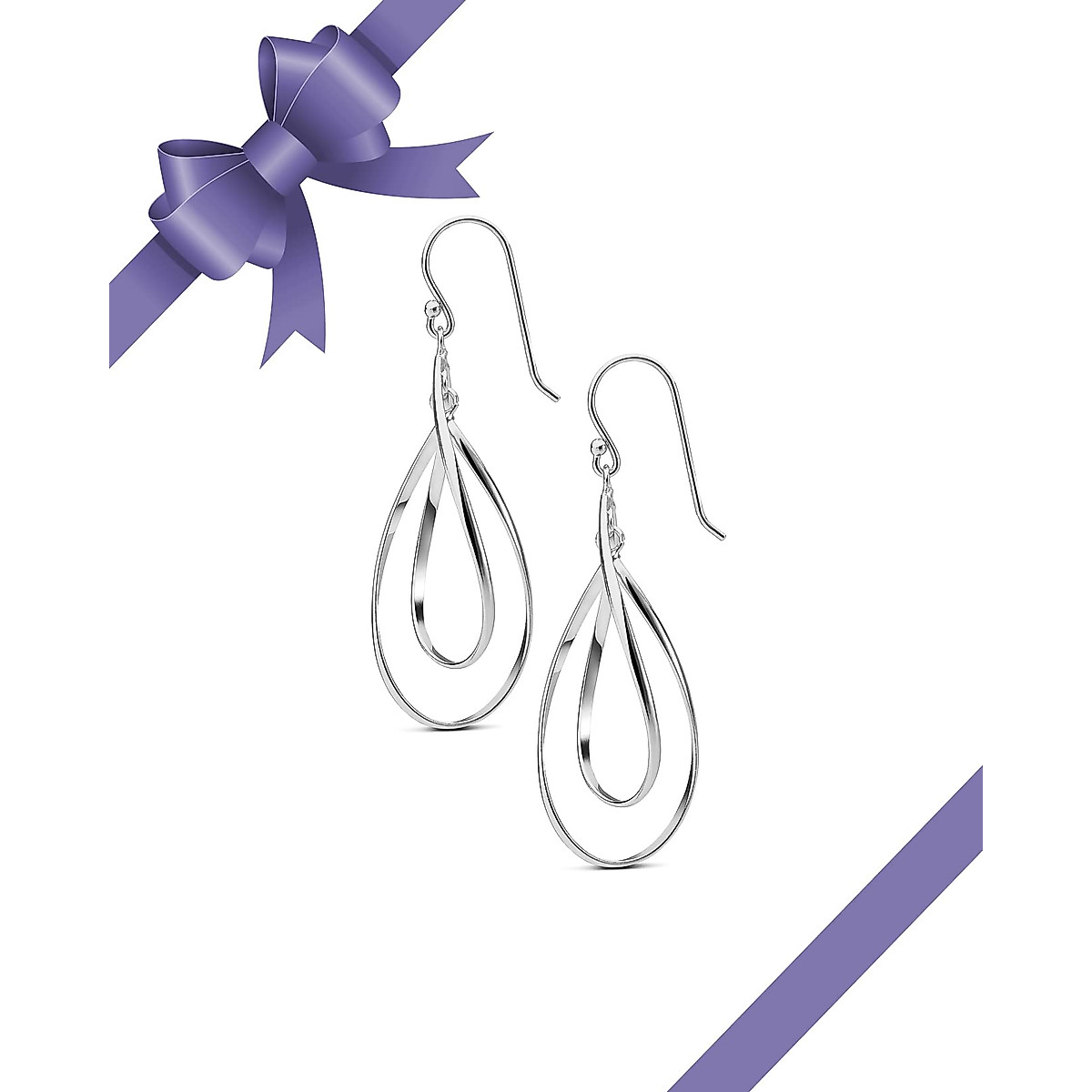 MILLA Teardrop Earrings - Designer Silver Statement Earrings or Gold Dangle Earrings for Women Trendy Upscale Dangly Earrings (Double Teardrop/Sterling Silver Plated)