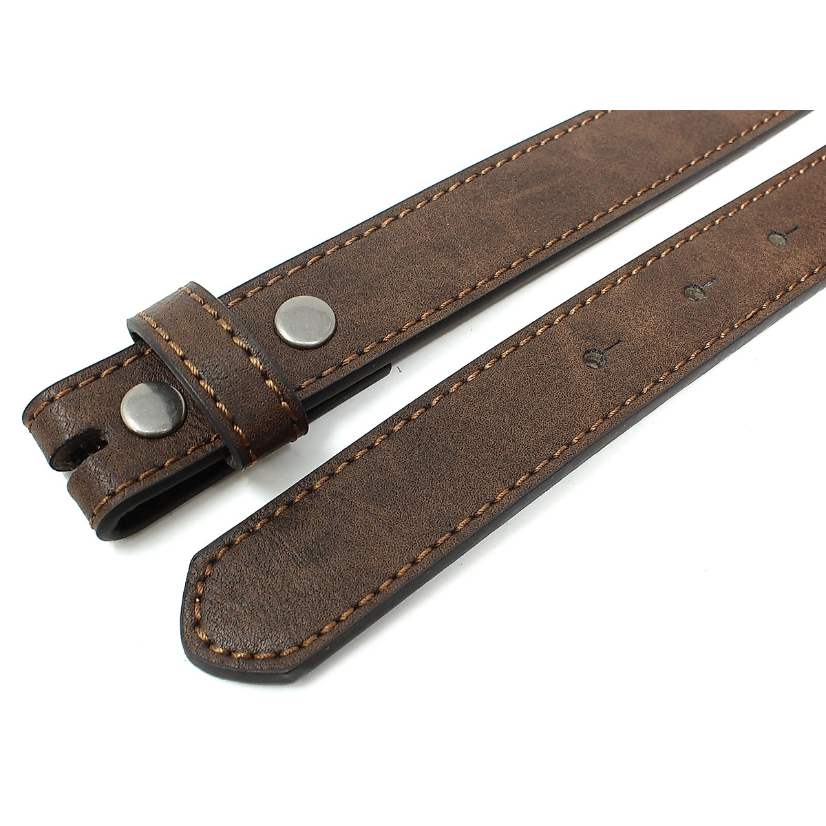 BC Belts Womens Thin Leather Belt Strap with Vintage Distressed Texture 1" Wide with Snaps (Dark Brown-XS)
