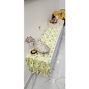 Throw Pillow Lemon Ruffle TV Console Unit Runner/TV Cabinet Cover Diwali Festival Decor (3 Feet TV Console(14x48 Inches)