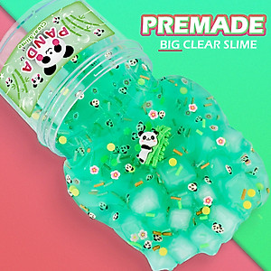 Green Clear Slime with Jelly Cubes and Cute Slime Add-ins, Glimmer Slime Crunchy Crystal Slime Boba Slime, Super Soft Sludge Toy with Cute Charms Kids Party Favors Slime for Girls and Boys