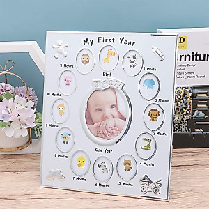 First Year Photo Frame, Newborn Picture Frame, My First Year Newborn Keepsake Frame 12 Months Photo Frame for Memories, Shower, New Mom
