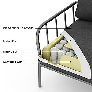 DUESI 71'' Modern Loveseat Furniture, Small Couches for Living Room with 2 Cushions, Steady Steel Framework, Metal Sofa Couches for Living Room, Easy Assembly, 650 LB Capacity(Deep Grey)